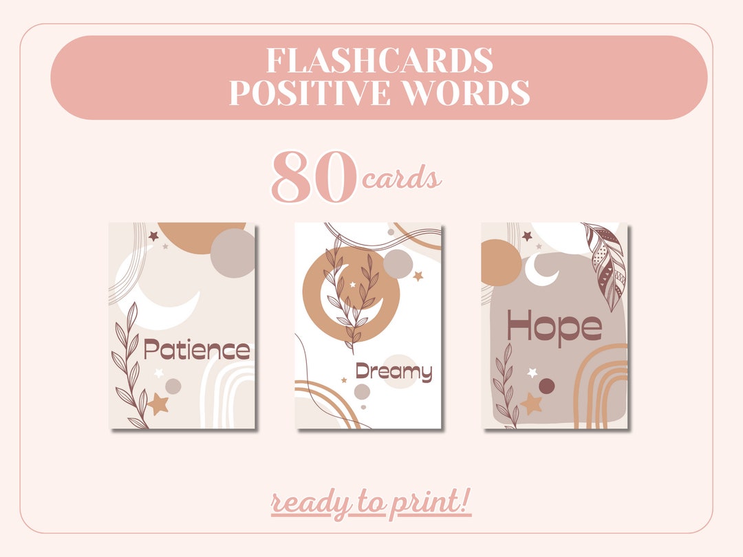 Positive Words Cards, Flashcards, Positive, Affirmation, Motivational ...