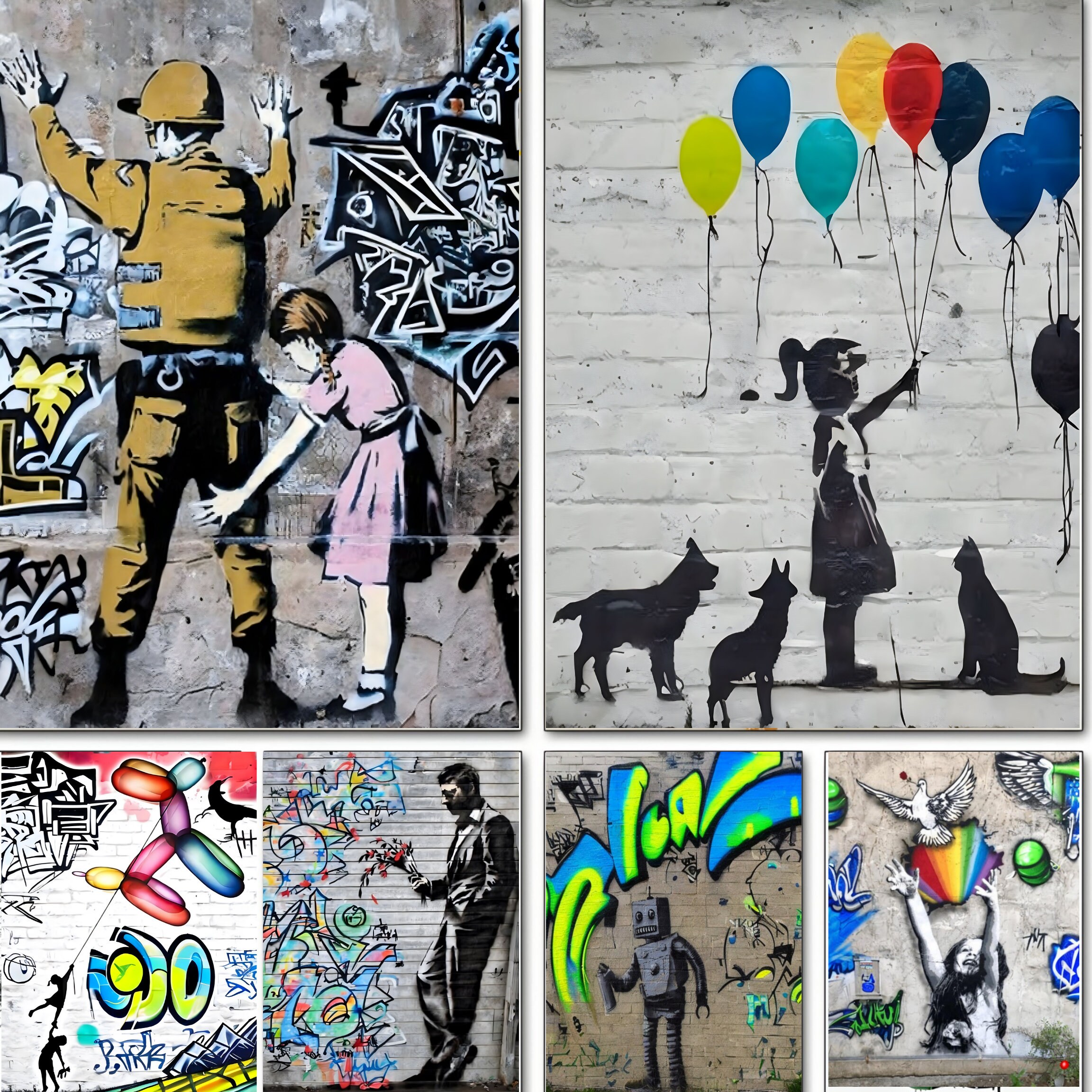 Wall Art Set of 6,graffiti Poster,street Pop Art,framed Print,printed ...