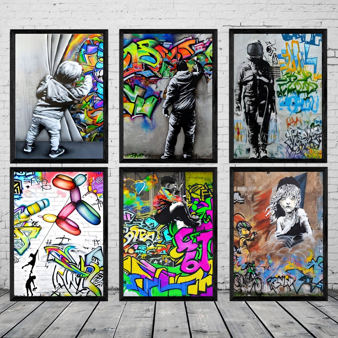 Wall Art Set of 6,graffiti Poster,street Pop Art,framed Print,printed ...