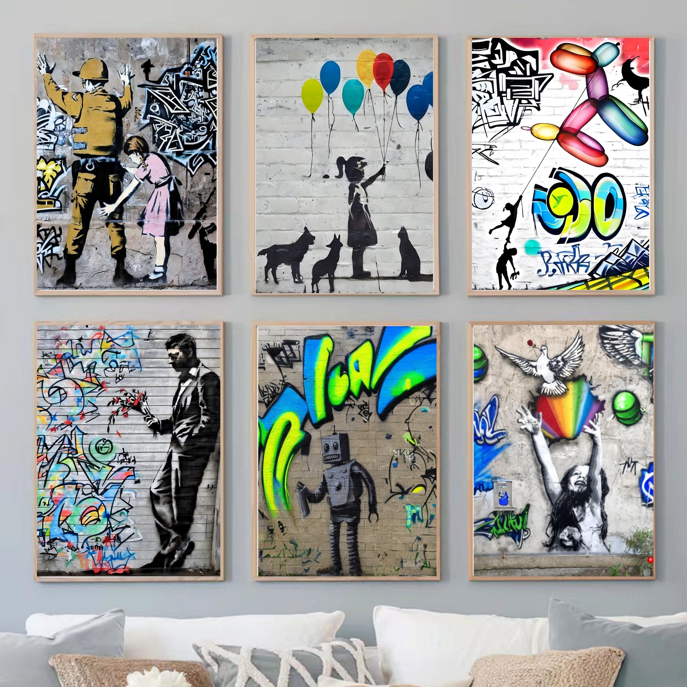Wall Art Set of 6,graffiti Poster,street Pop Art,framed Print,printed ...