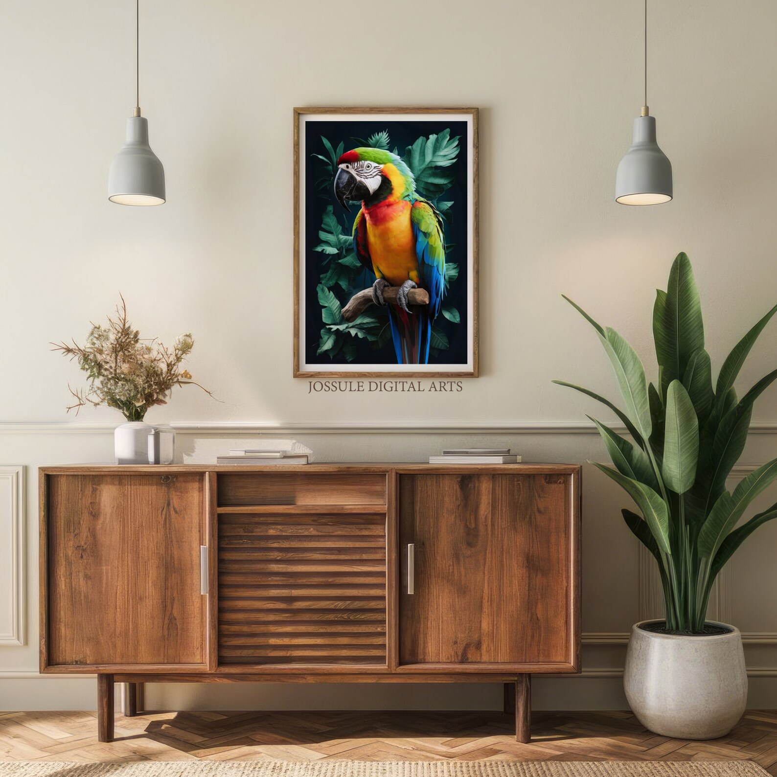 Maximalist Parrot Wall Art, Tropical Animal Art Print, Tropical Parrot ...
