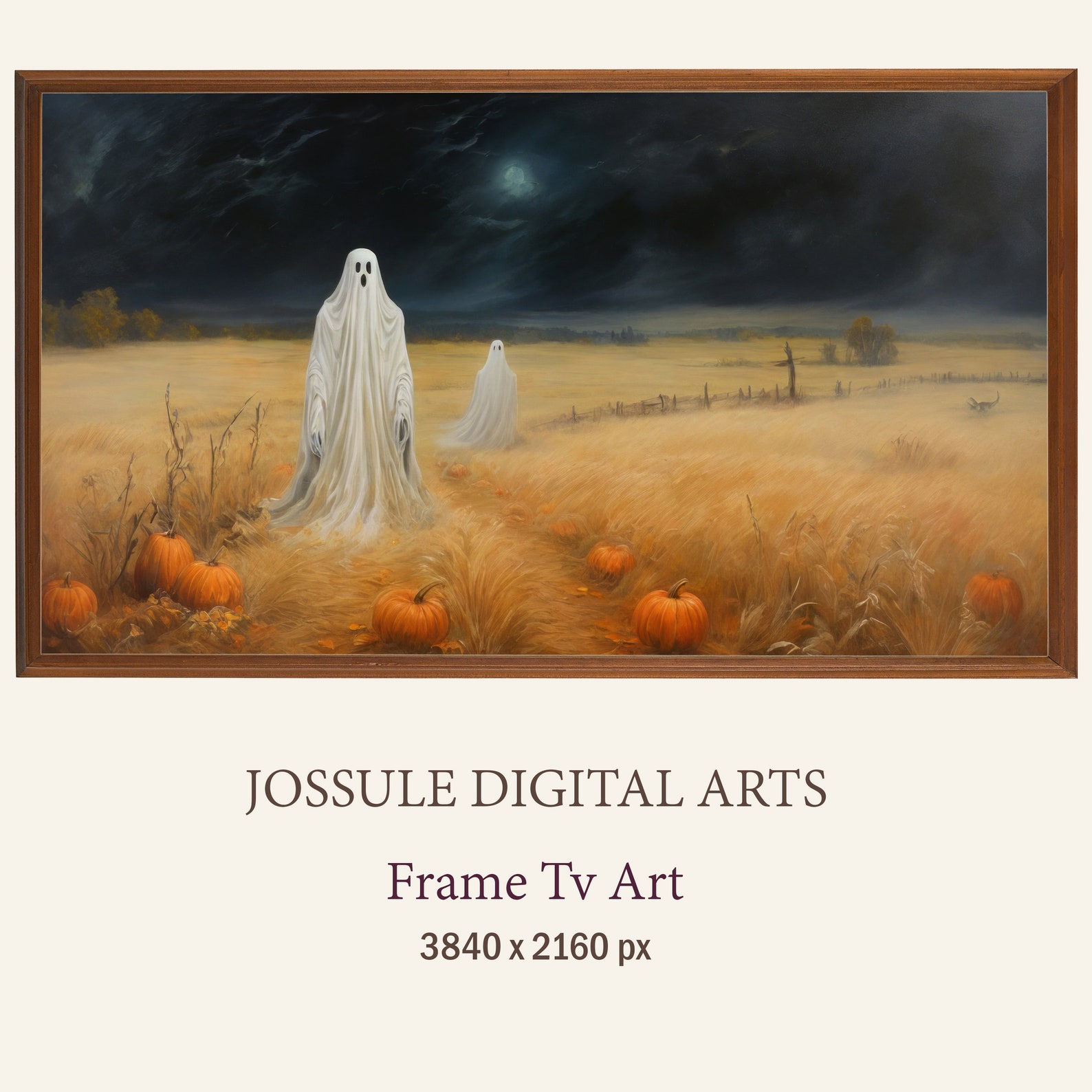 Spooky Halloween Frame Tv Art Set, Spooky Ghosts Tv Art, Fall Landscape ...