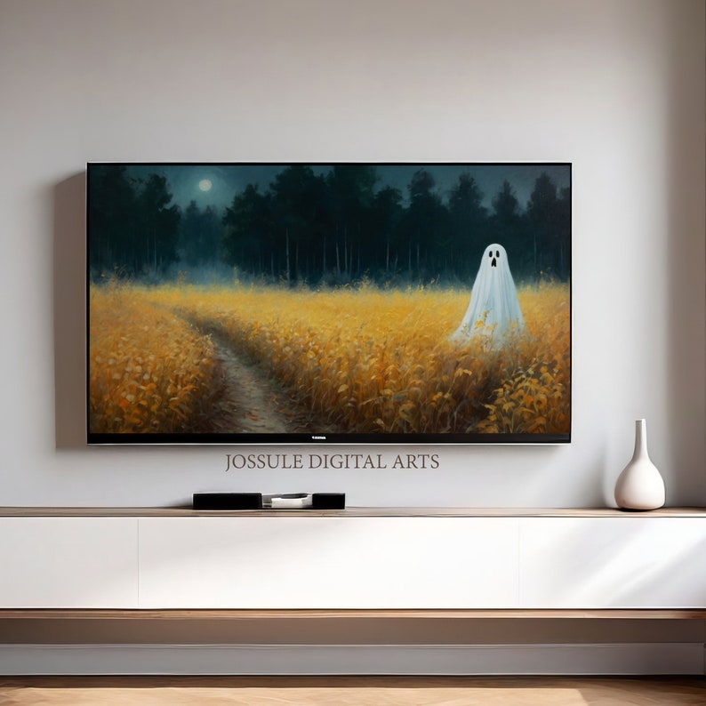 Spooky Halloween Frame Tv Art Set, Spooky Ghosts Tv Art, Fall Landscape ...