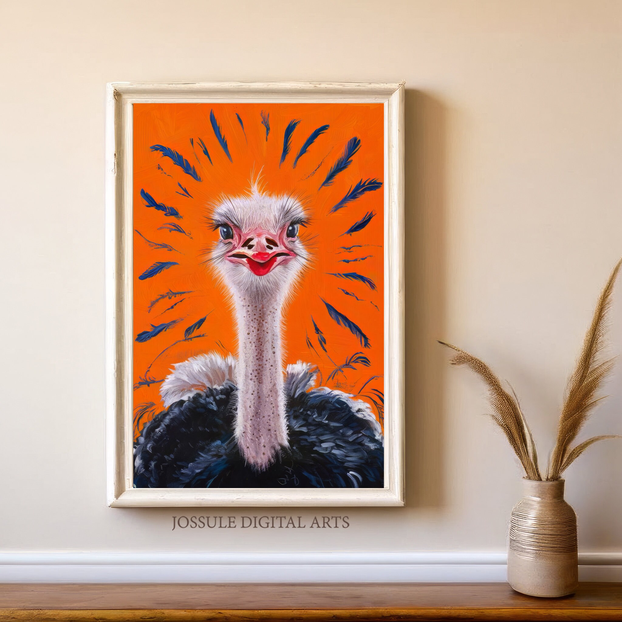 Colorful Ostrich Art Print, Vibrant Animal Wall Decor (digital Download ...