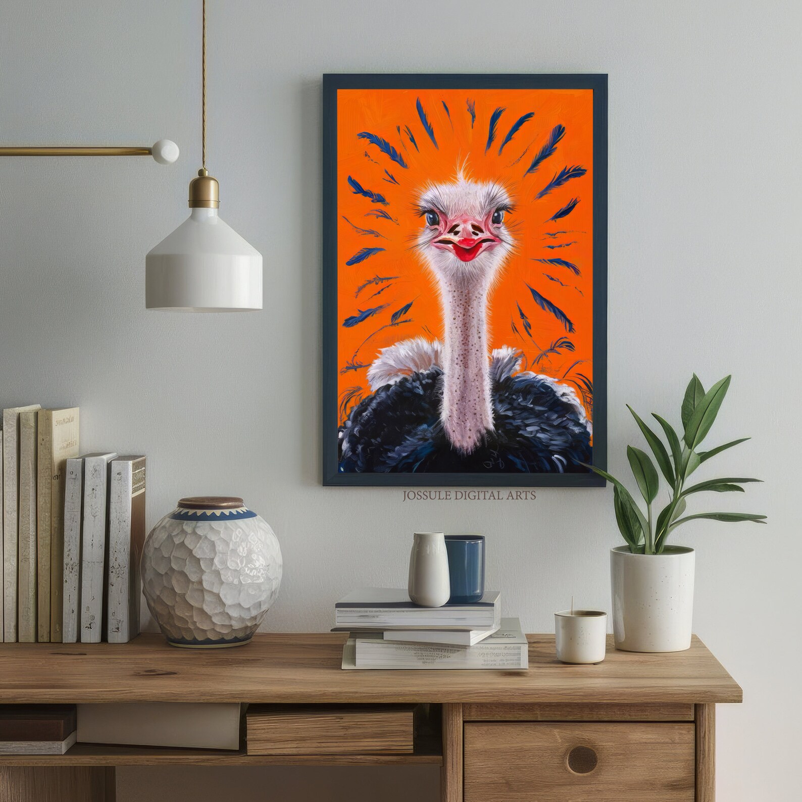 Colorful Ostrich Art Print, Vibrant Animal Wall Decor (digital Download ...