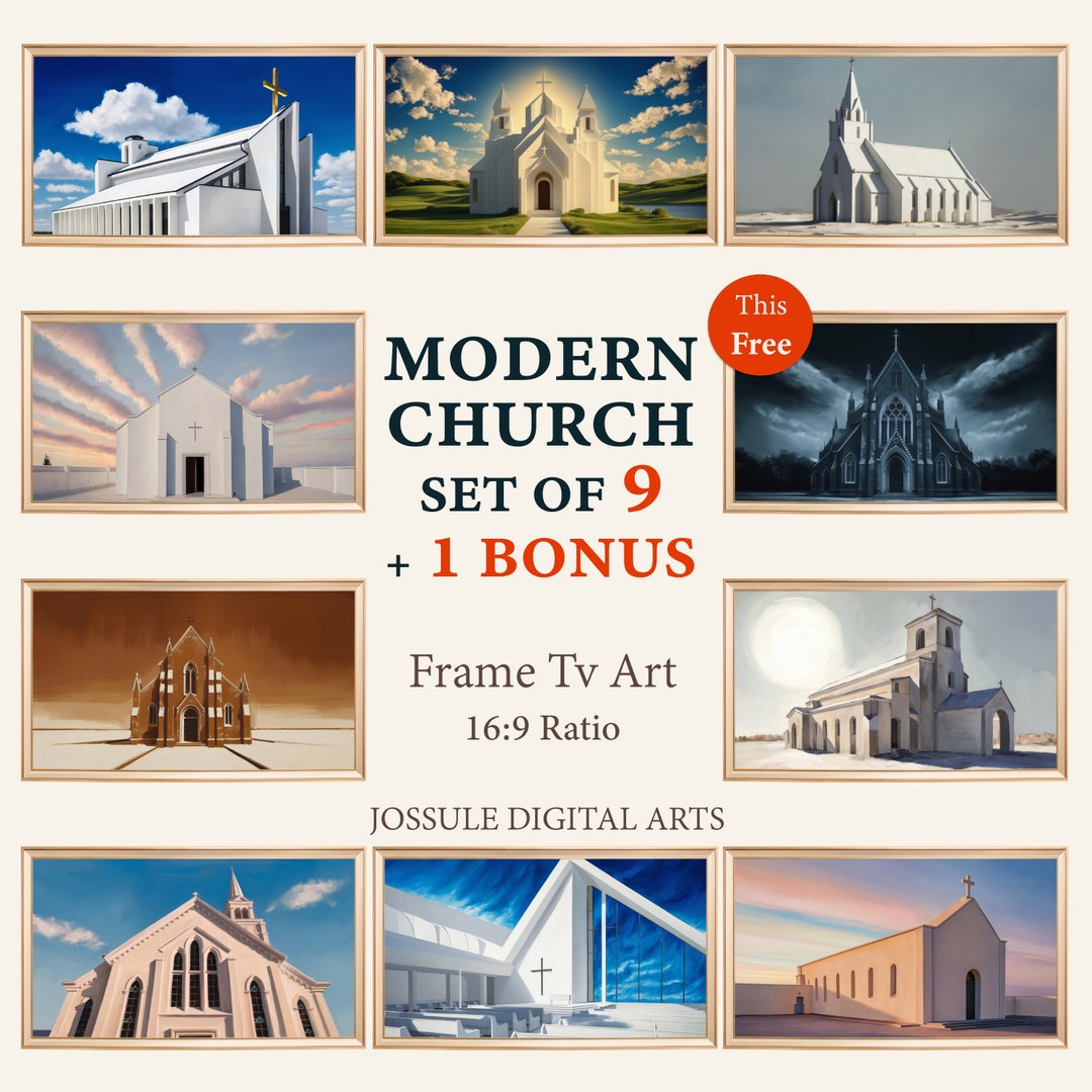 Christian Church Modern Frame Tv Art Set of 9 +1 Bonus, Christian ...