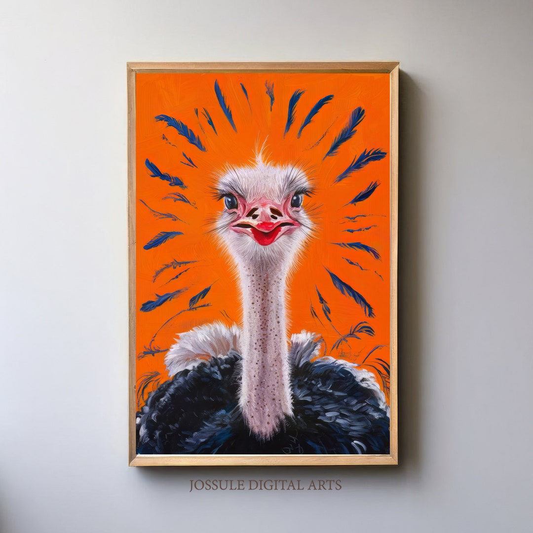 Colorful Ostrich Art Print, Vibrant Animal Wall Decor (digital Download ...