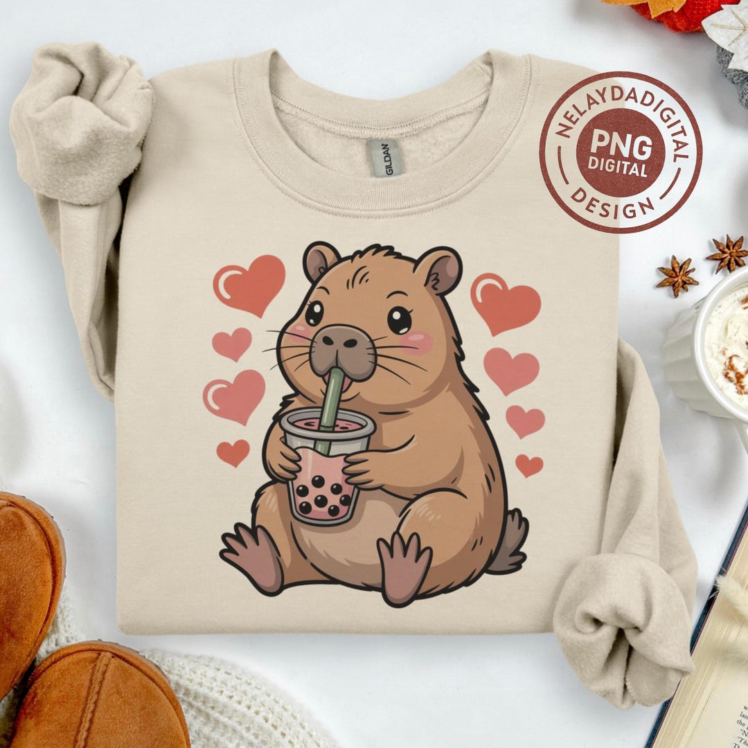 Kawaii Capybara Bubble Tea Clipart: PNG & SVG (digital Download) - Etsy