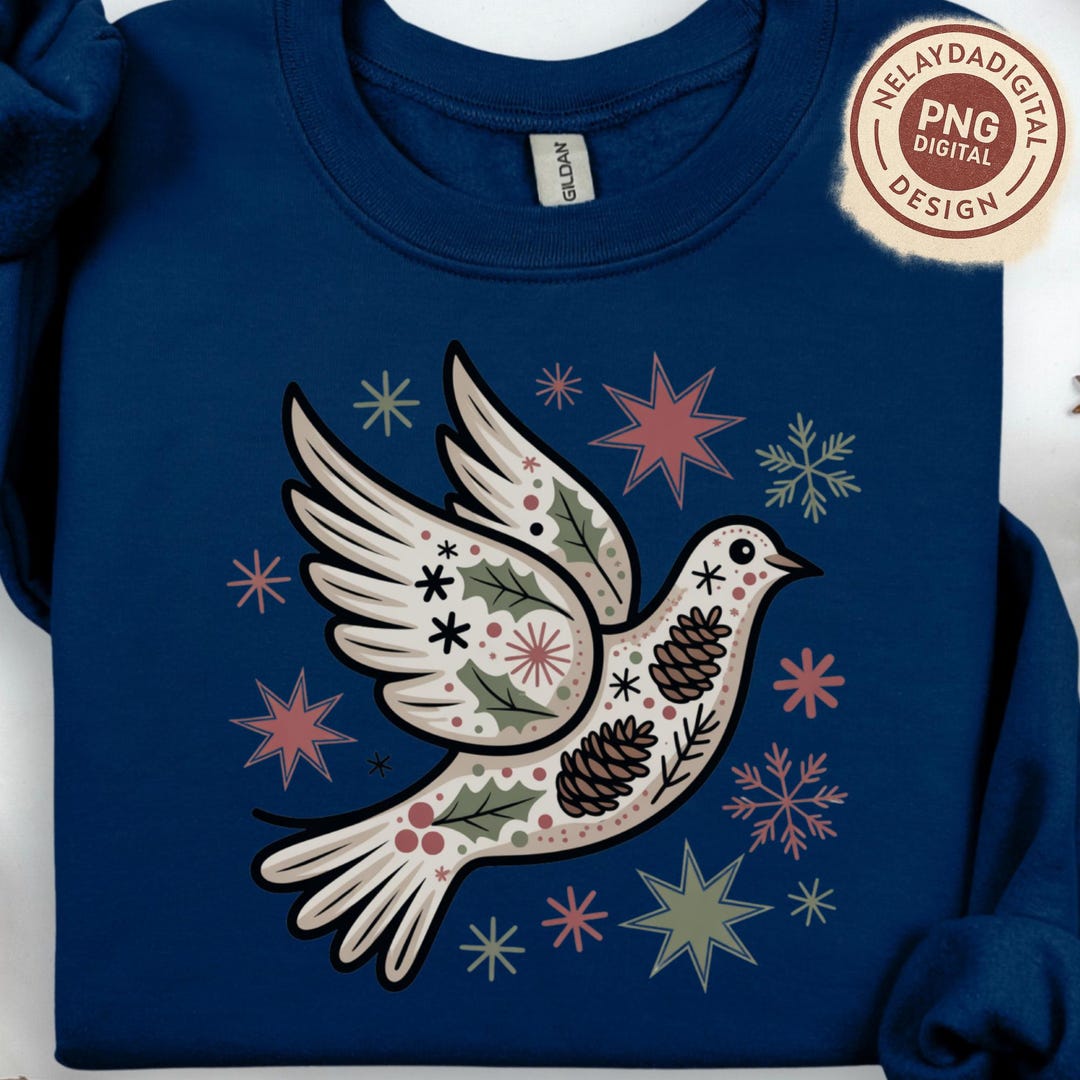 Folk Art Dove Design | Non-transparent PNG SVG Christmas Peace Bird ...