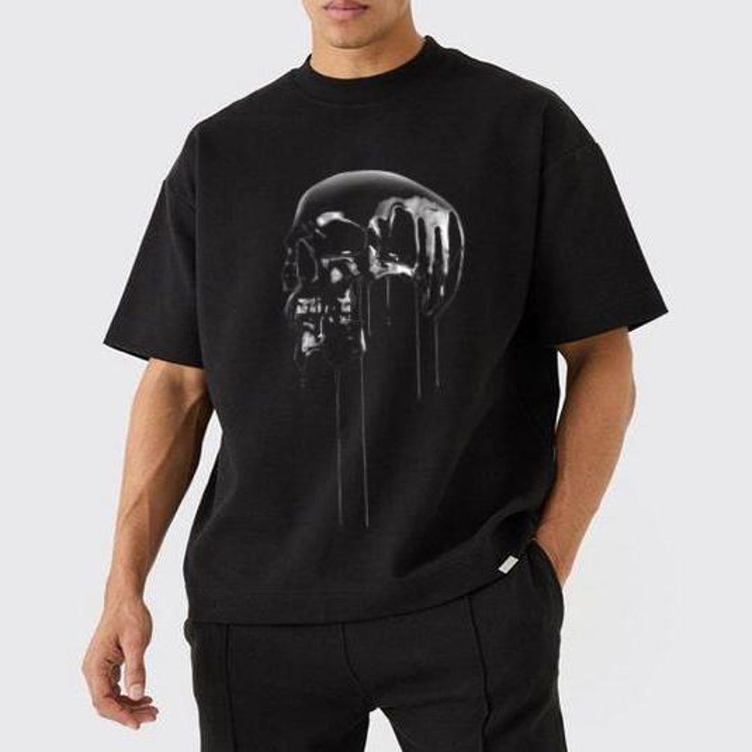 Dripping Skull Vintage Graphic Shirt Skeleton Y2k Goth Retro Tee 2000s ...