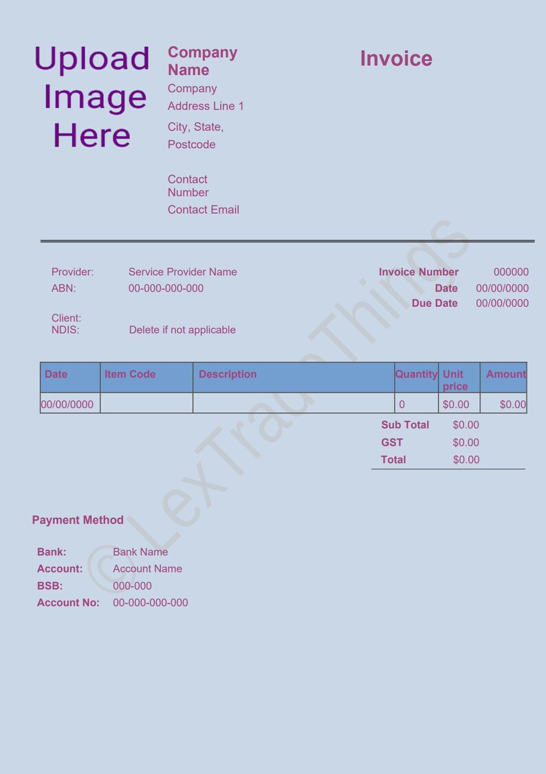 Simple NDIS Inspired Invoice - Etsy
