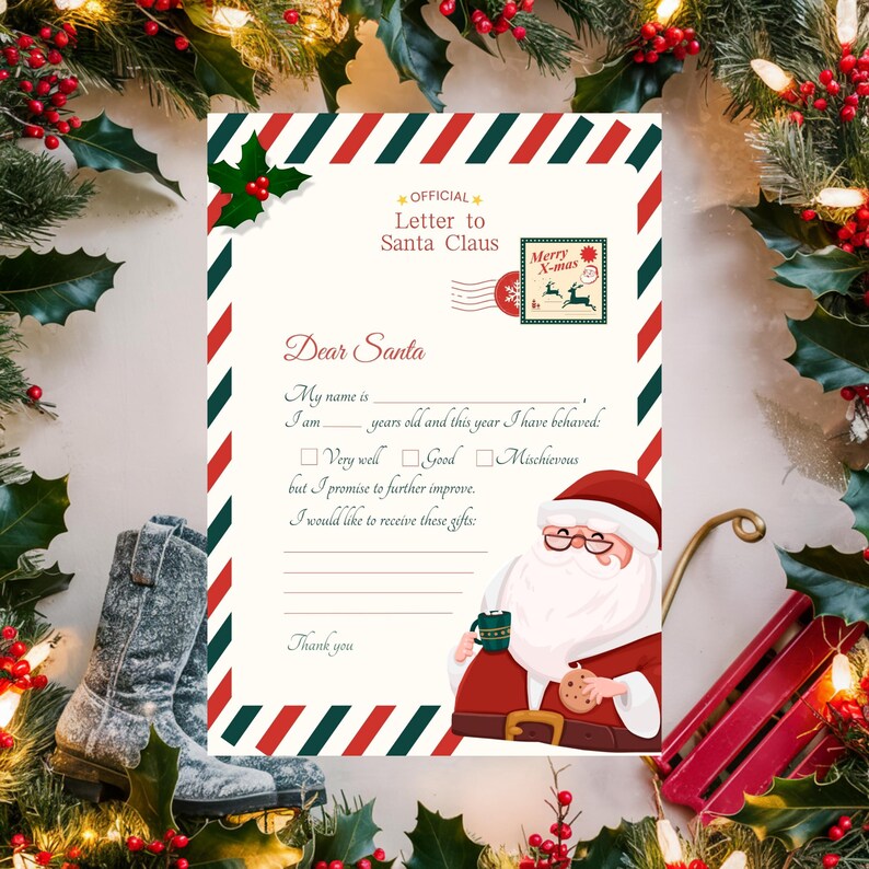 Christmas Wish List Printable Letter to Santa Printable Easy to Print ...