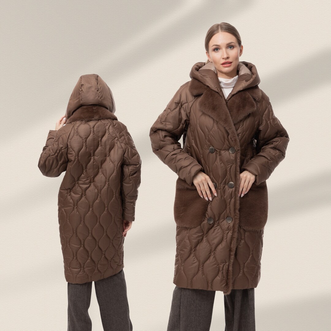 Brown Symmetrical Coat With Hood, Womens Oversized Coat, Brown Long ...