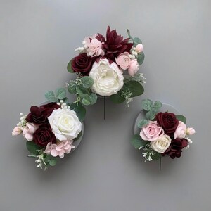 Set of Wedding Cake Topper, Flower Cake Decoration, Burgundy Cake ...