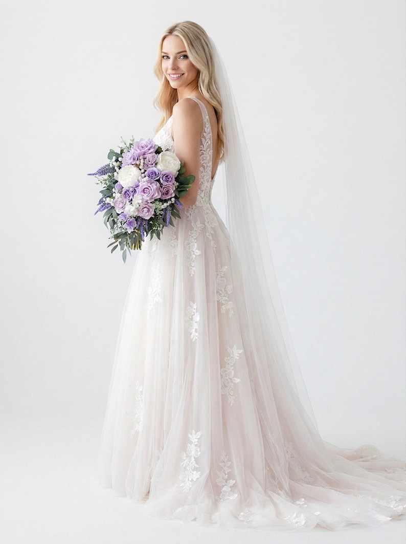 Cascading Bouquet, Lilac Bridal Bouquet, Bridal Bouquet, Wedding ...