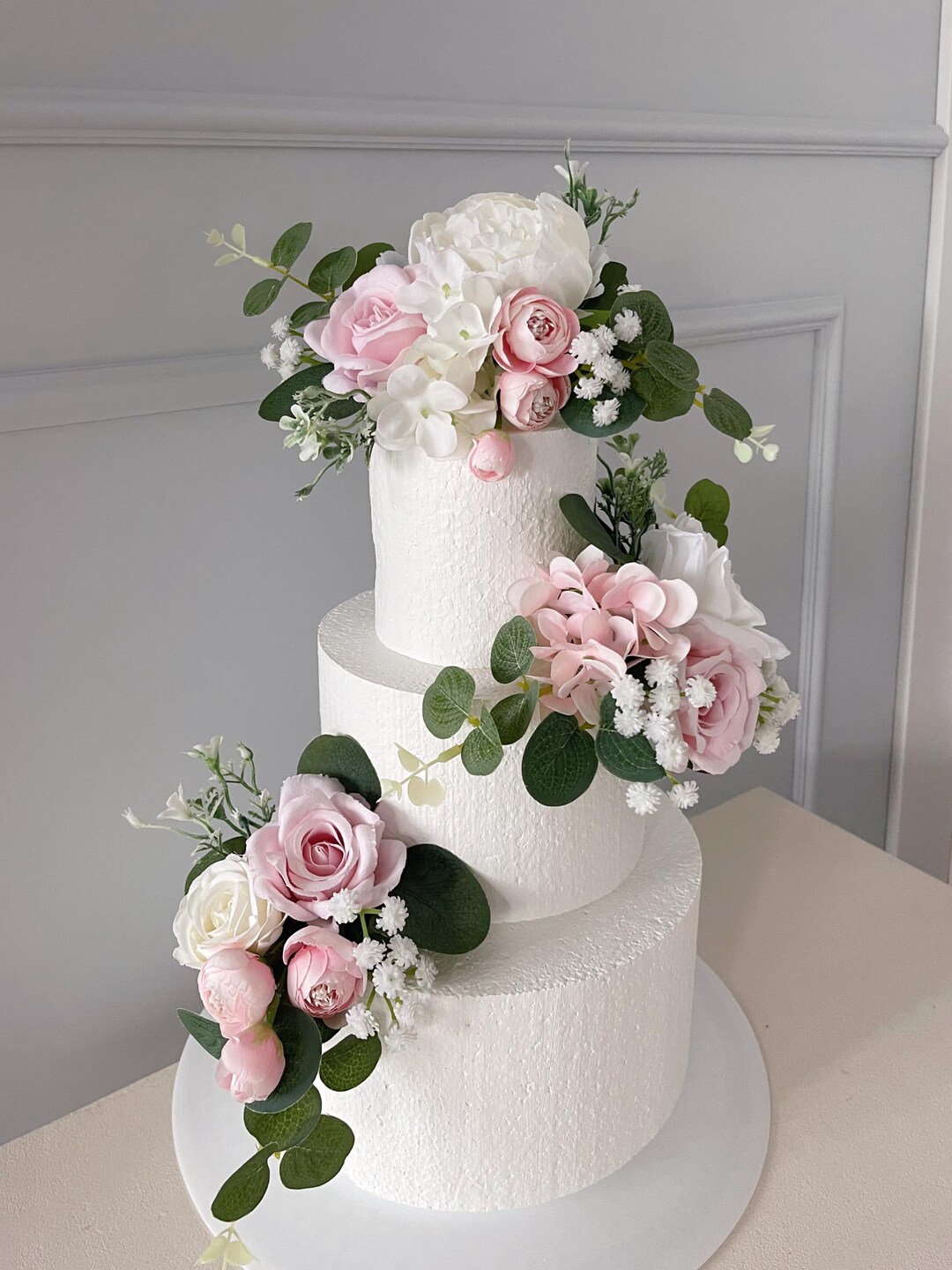 Set of 3 Wedding Cake Topper, Blush Pink Flower Cake Decoration, Cake ...