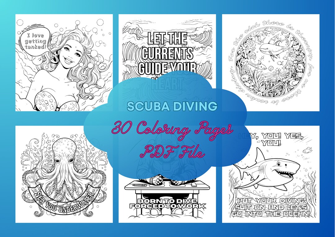 Explore Ocean Depths: Scuba Divers Coloring Book PDF With Inspirational ...