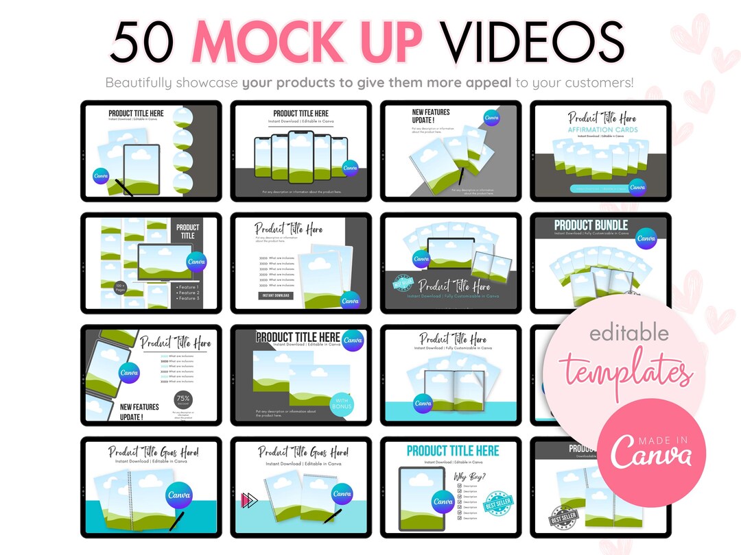 50 Video Mock Ups for Digital Products! - Etsy