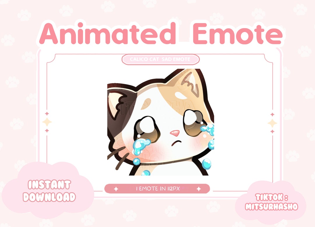 Animated Calico Cat Cry Emote for Twitch Twitch Cat Emote Orange Cat ...