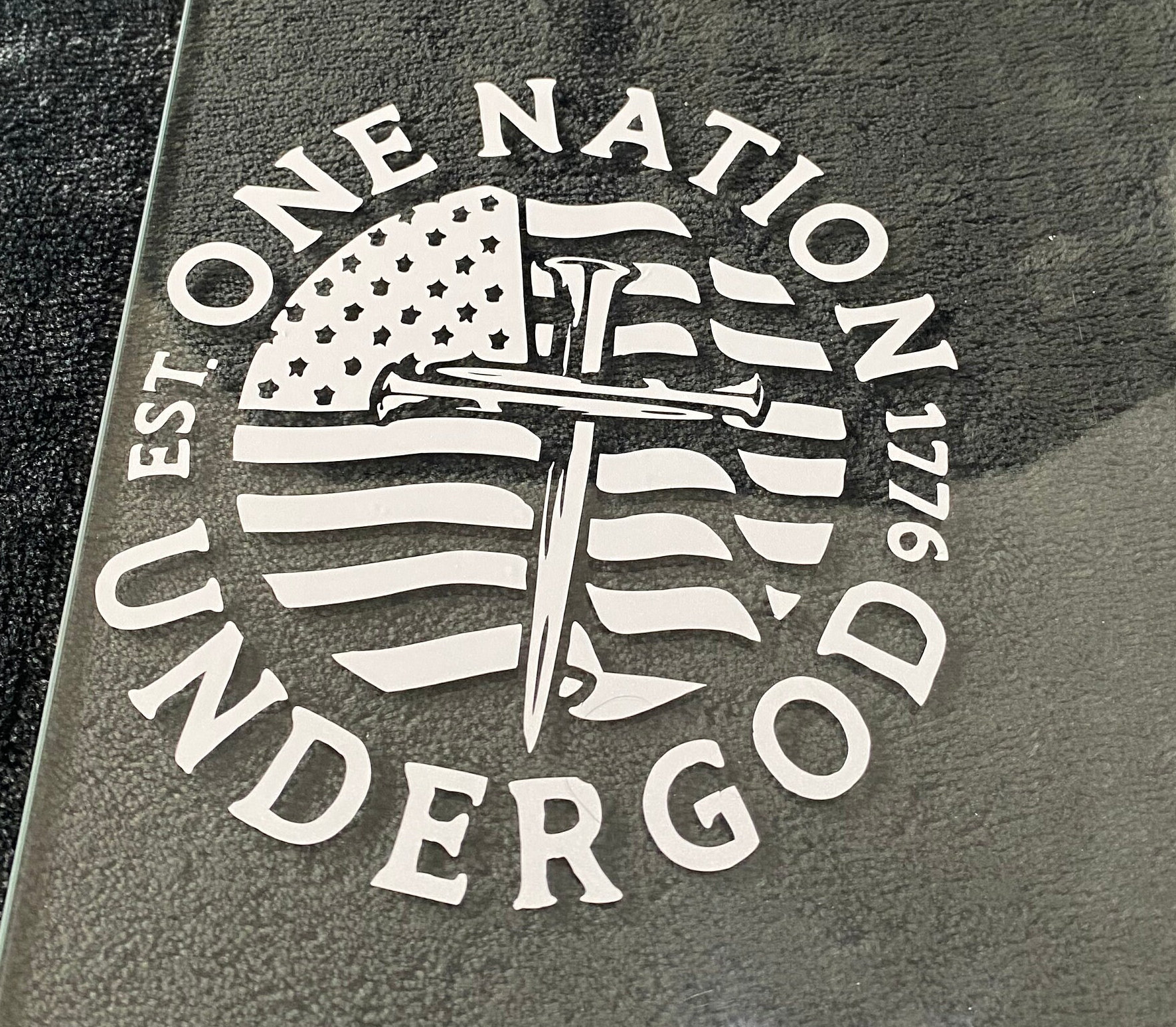 One Nation Under God Round Vinyl Decal With Flag and Cross - Patriotic ...
