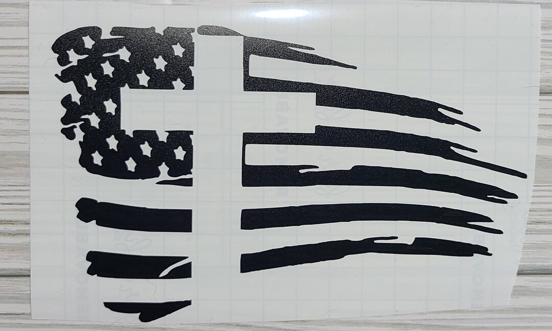 Black Vinyl Window Decal - American Flag With Cross - Patriotic ...