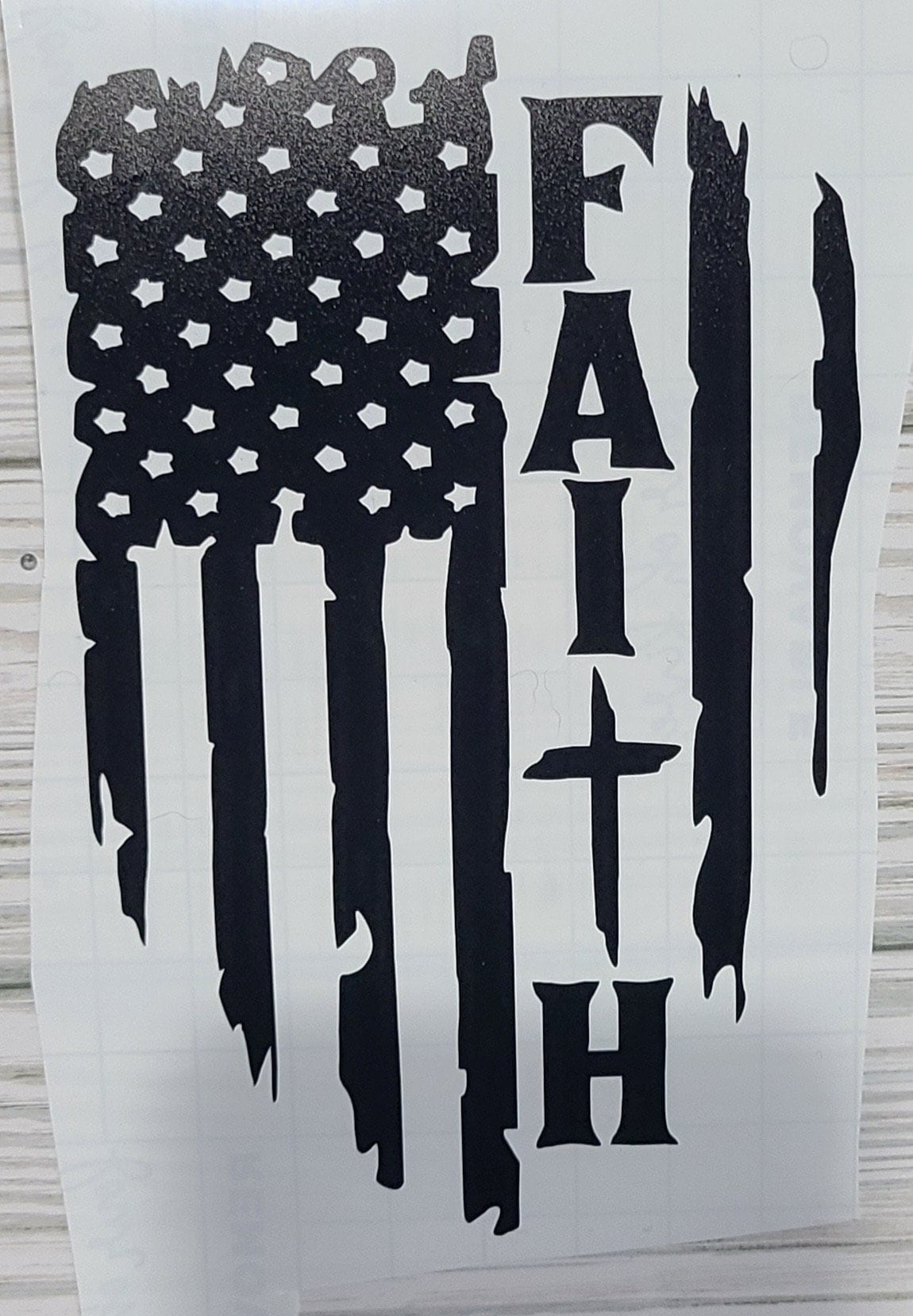 Black Vinyl Window Decal With American Flag and FAITH - Patriotic Faith ...