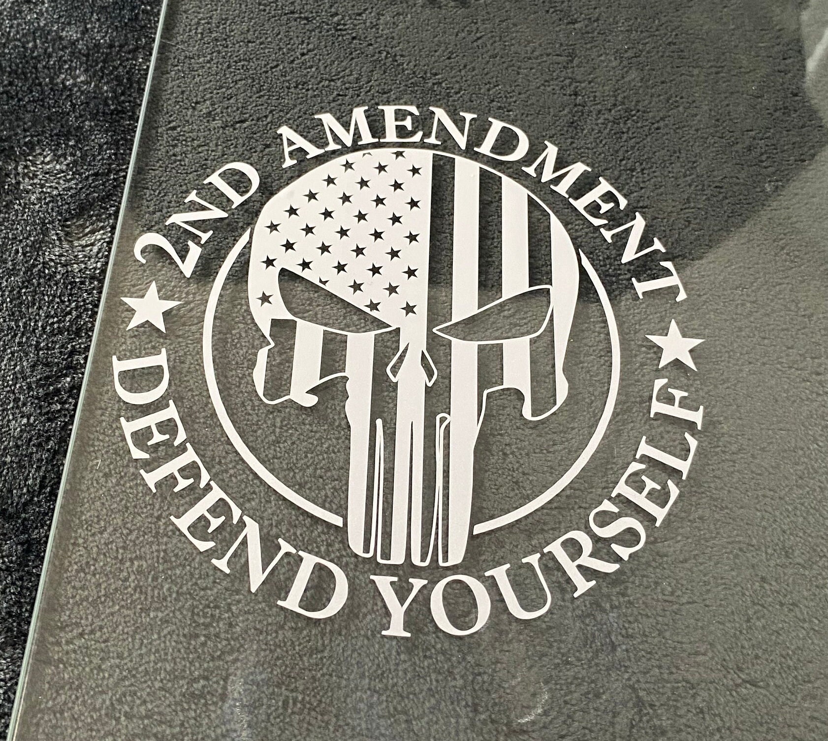 Round Punisher Flag Skull Vinyl Decal - 2nd Amendment Defend Yourself ...