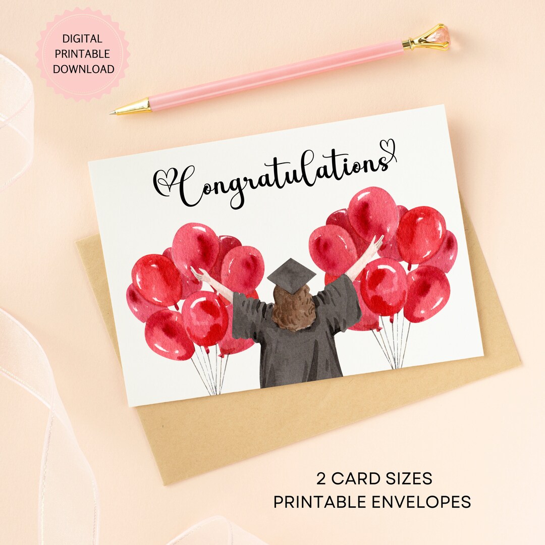 Printable Girl Graduation Card, Congrats Grad Card, Graduation Gift ...