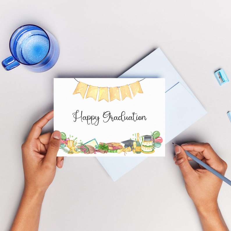 Happy Graduation Card, Congrats Grad Card, Digital Download, Watercolor ...
