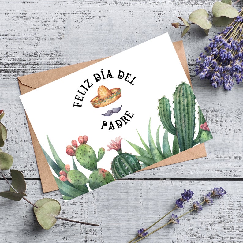 Feliz Día Del Padre Printable Card, DIGITAL DOWNLOAD, Sombrero and ...