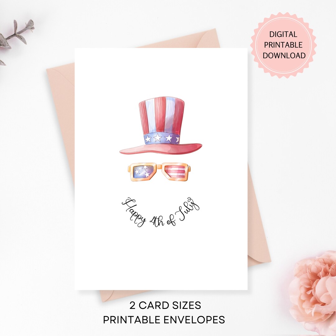 Printable 4th of July Card, Digital Download, Independence Day Minimal ...