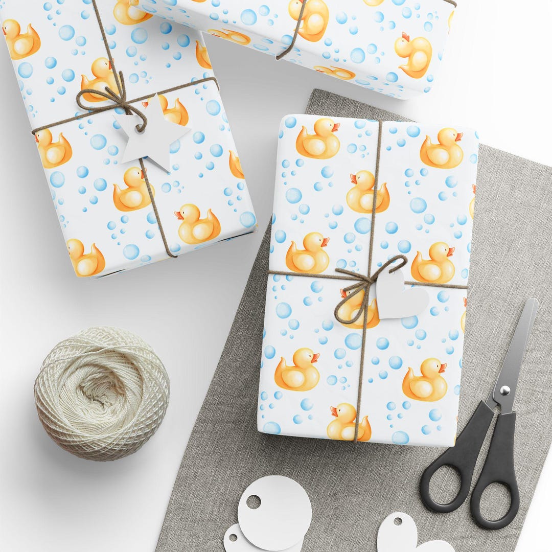 Rubber Duck Wrapping Paper Roll, Watercolor Rubber Duckling With ...