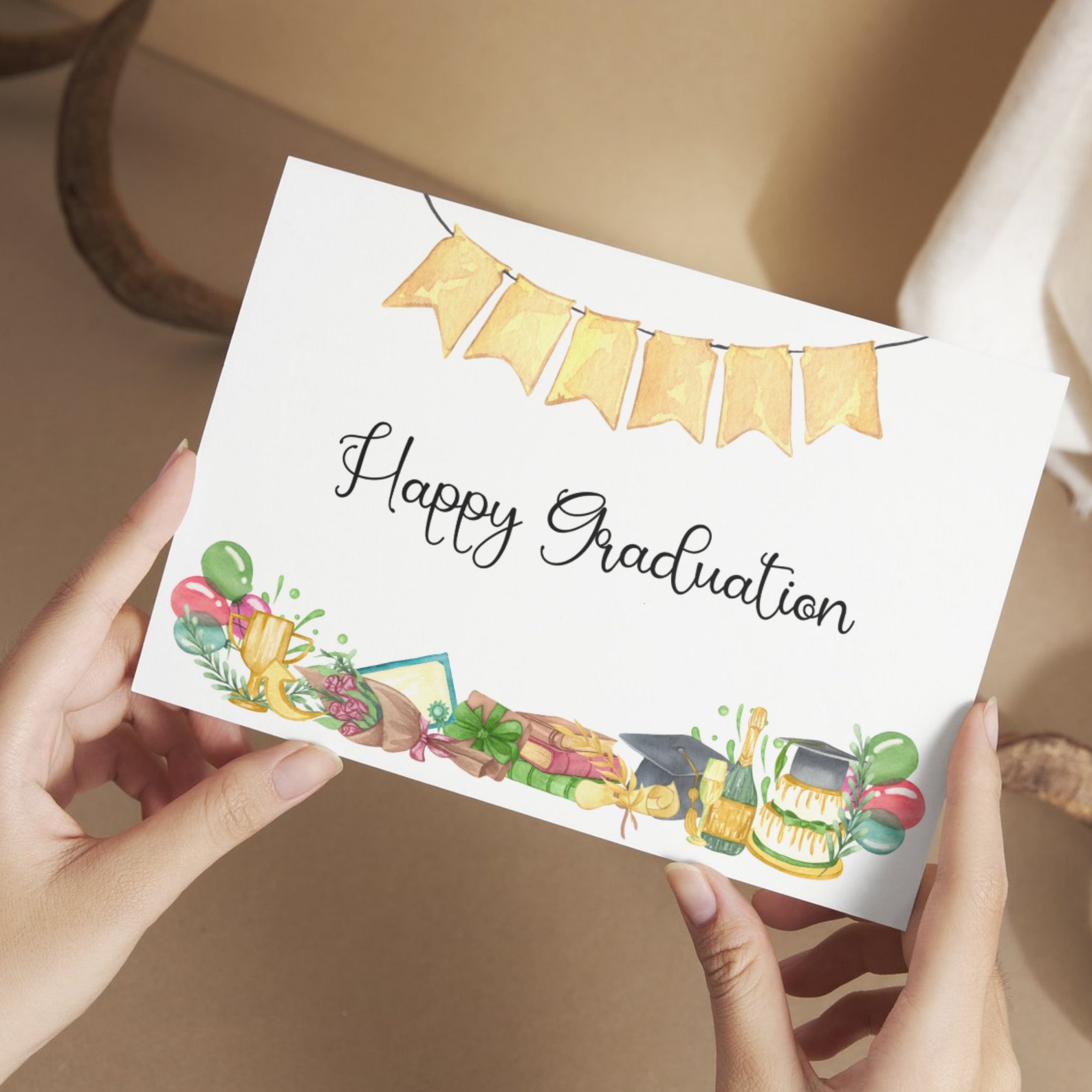 Happy Graduation Card, Congrats Grad Card, Digital Download, Watercolor ...