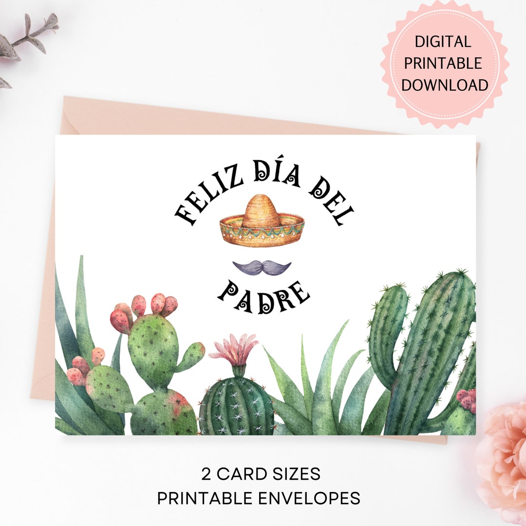Feliz Día Del Padre Printable Card, DIGITAL DOWNLOAD, Sombrero and ...