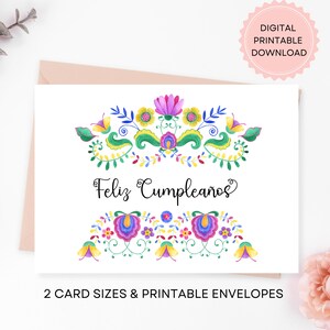 Feliz Cumpleaños Printable Card, Digital Download, Spanish Happy Birthday Card With Watercolor ...
