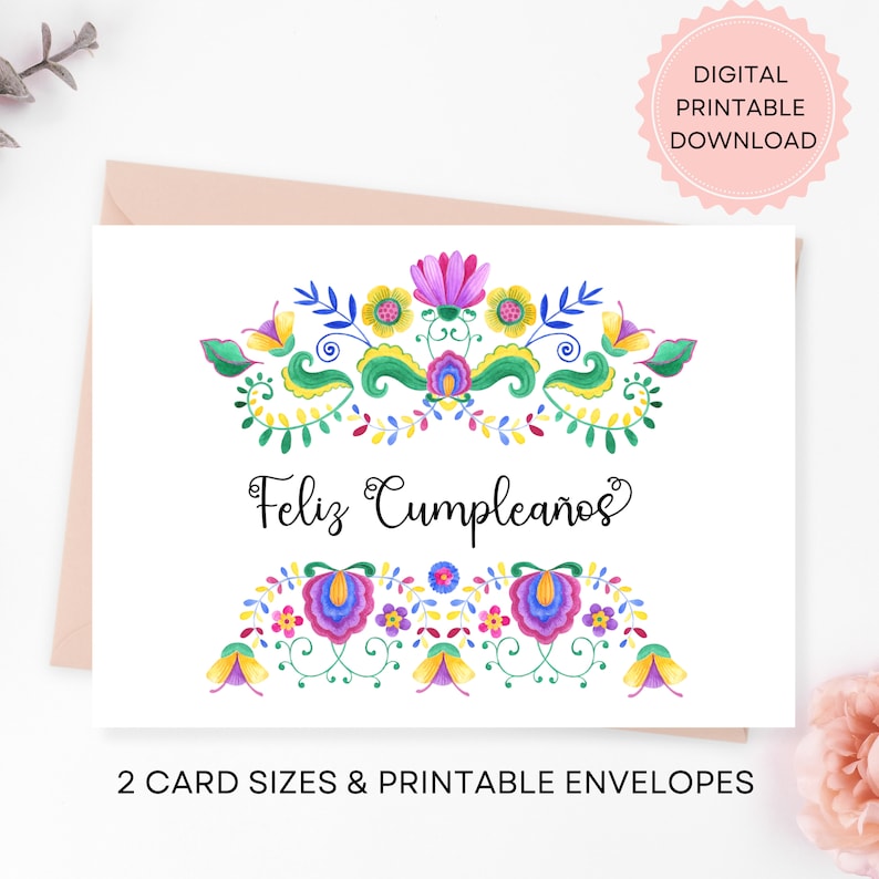 Feliz Cumpleaños Printable Card, Digital Download, Spanish Happy ...