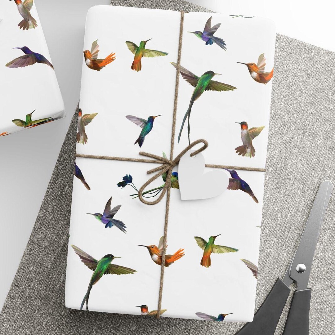 Hummingbird Wrapping Paper Roll, Welcome Baby Gift Wrap, Bird Themed ...