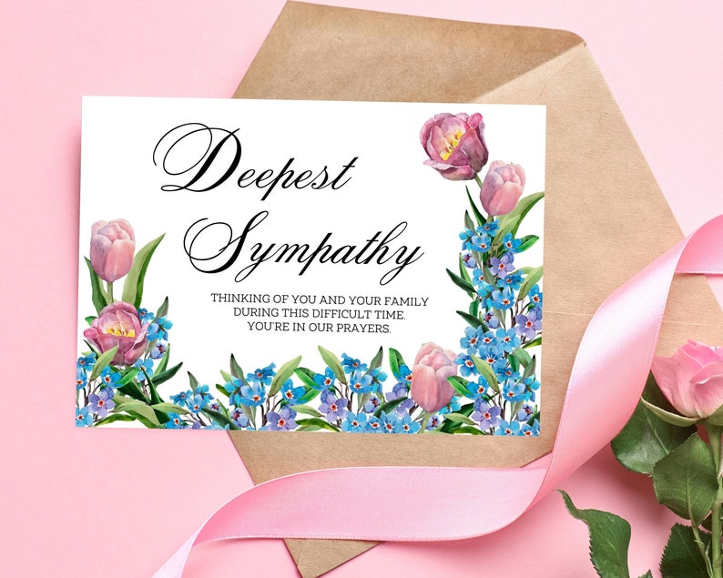 Watercolor Printable Sympathy Card, Condolence Card DIGITAL DOWNLOAD ...