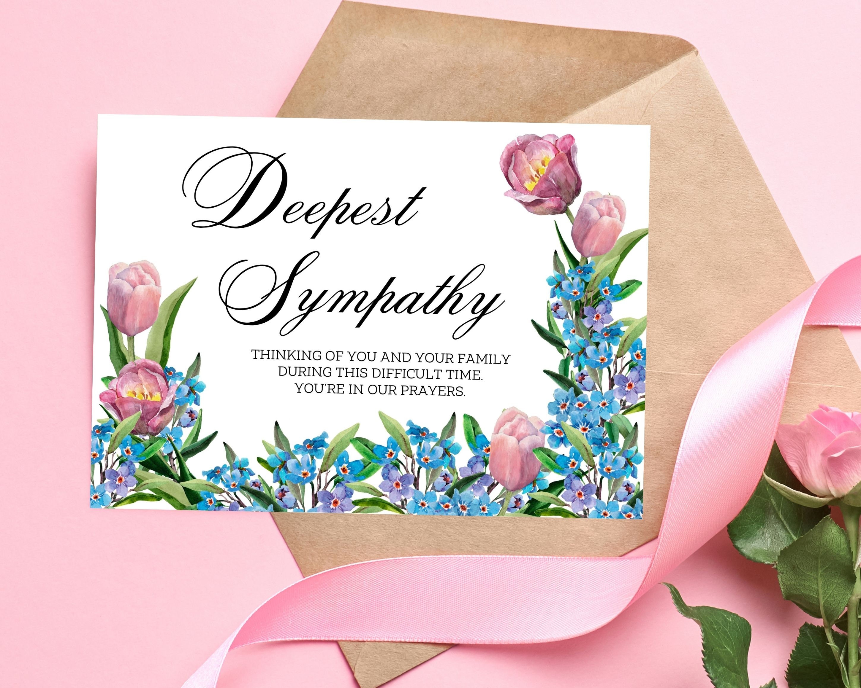 Watercolor Printable Sympathy Card, Condolence Card DIGITAL DOWNLOAD ...