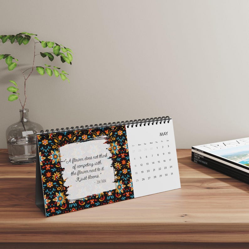 2025 Floral Themed Inspirational Quotes Desktop Calendar, Mexican ...