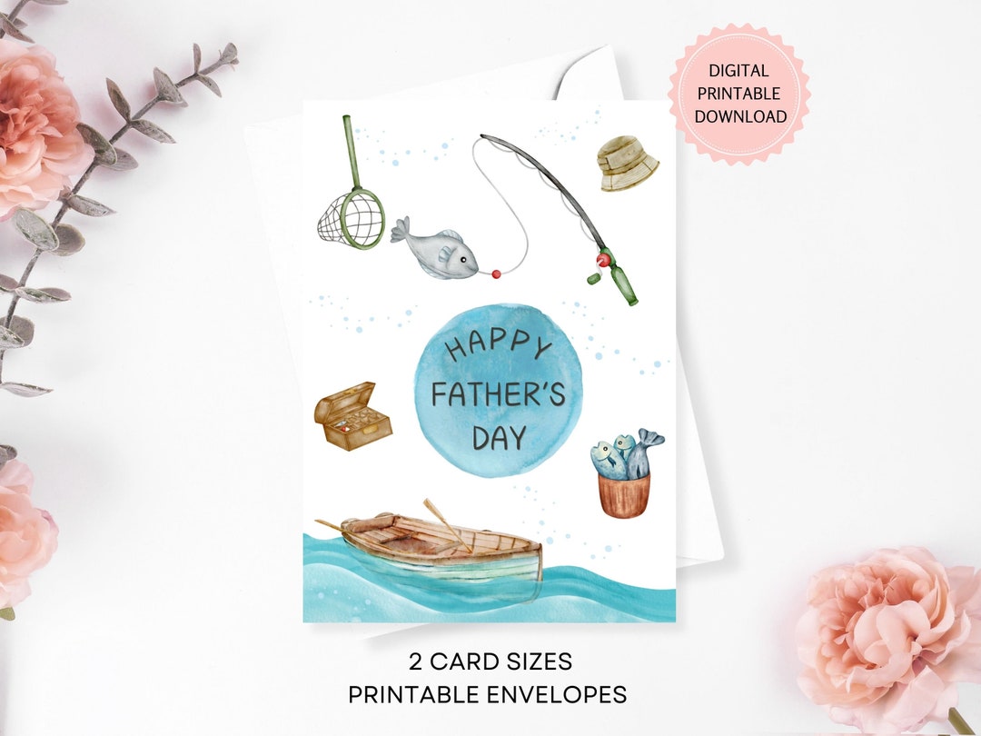 Printable Father's Day Card, Fishing Card From Kids, Digital Download ...