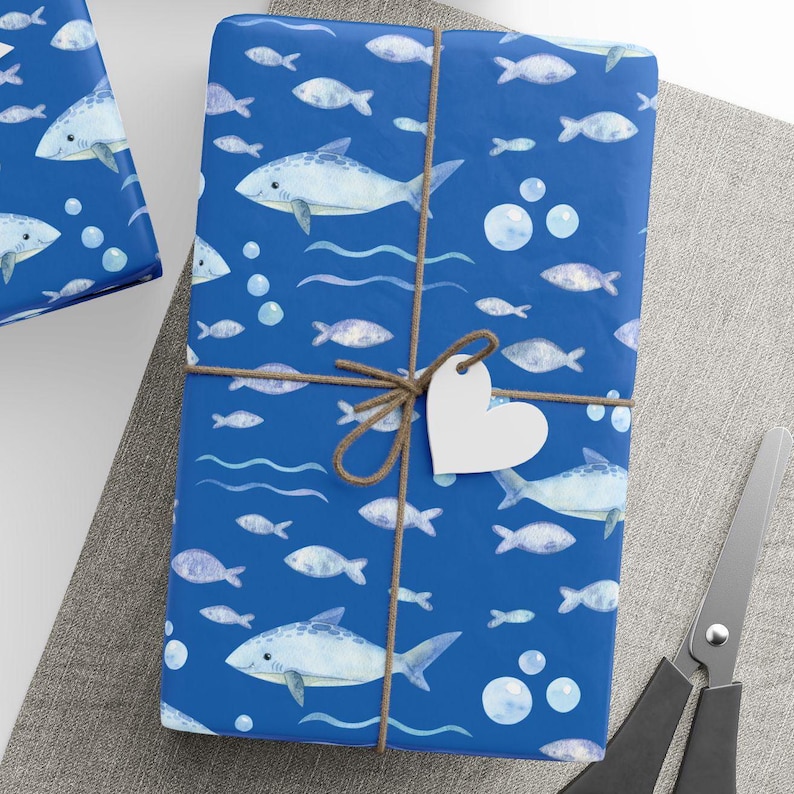 Fish Wrapping Paper Roll, Watercolor Fish Gift Wrap, Fisherman Wrapping ...