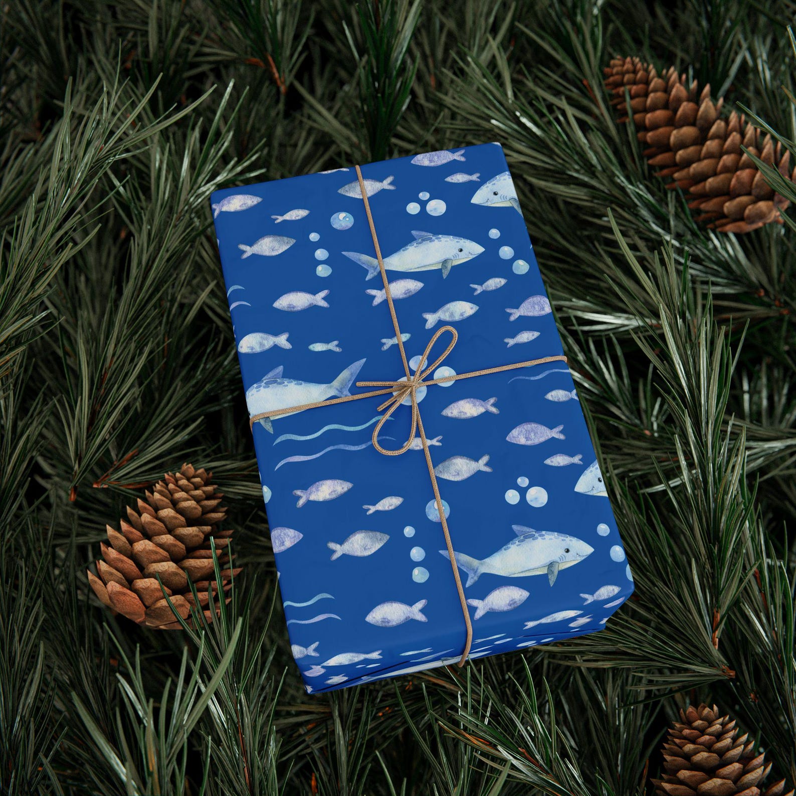Fish Wrapping Paper Roll, Watercolor Fish Gift Wrap, Fisherman Wrapping ...