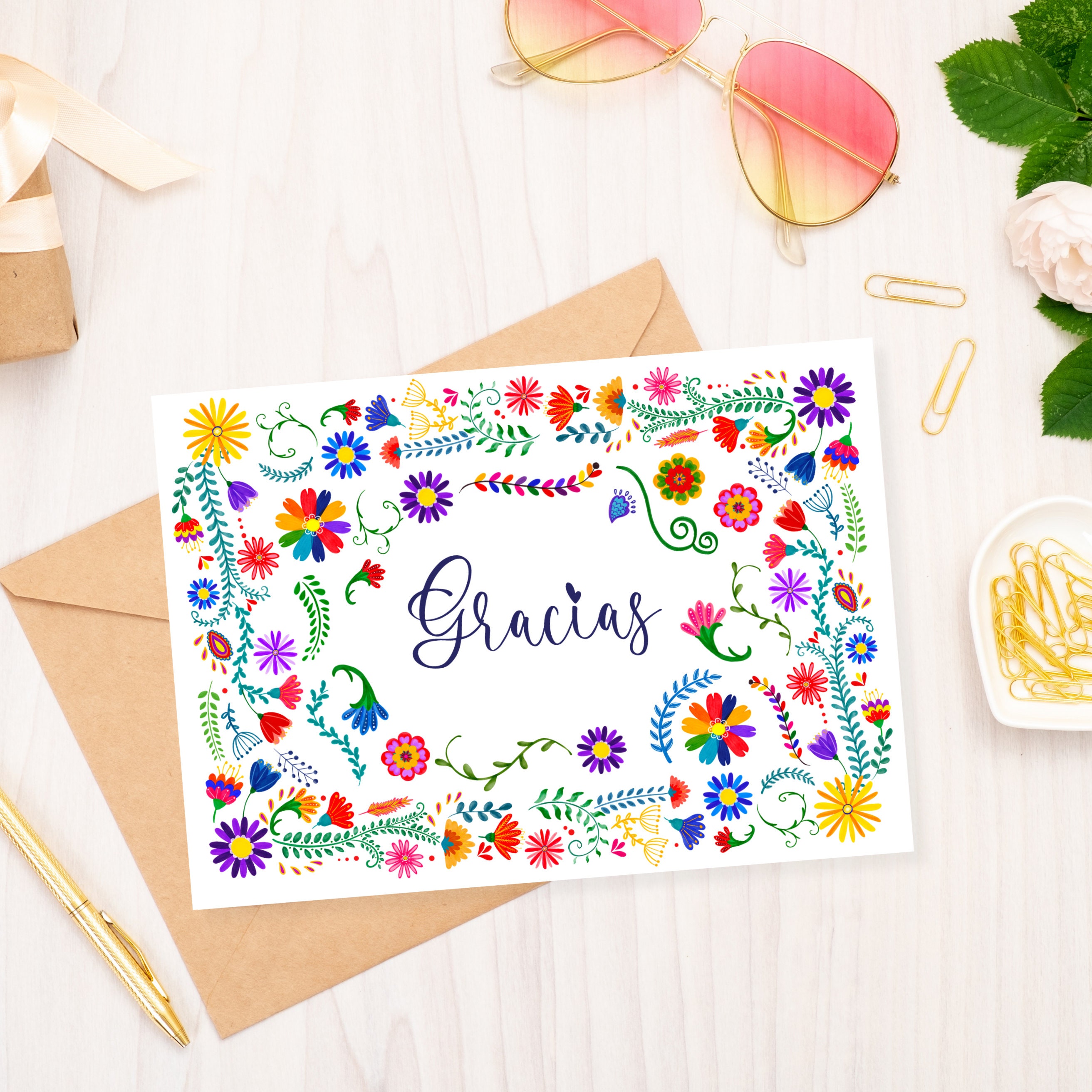 Gracias Elegant Printable Card, Digital Download, Spanish Thank You ...