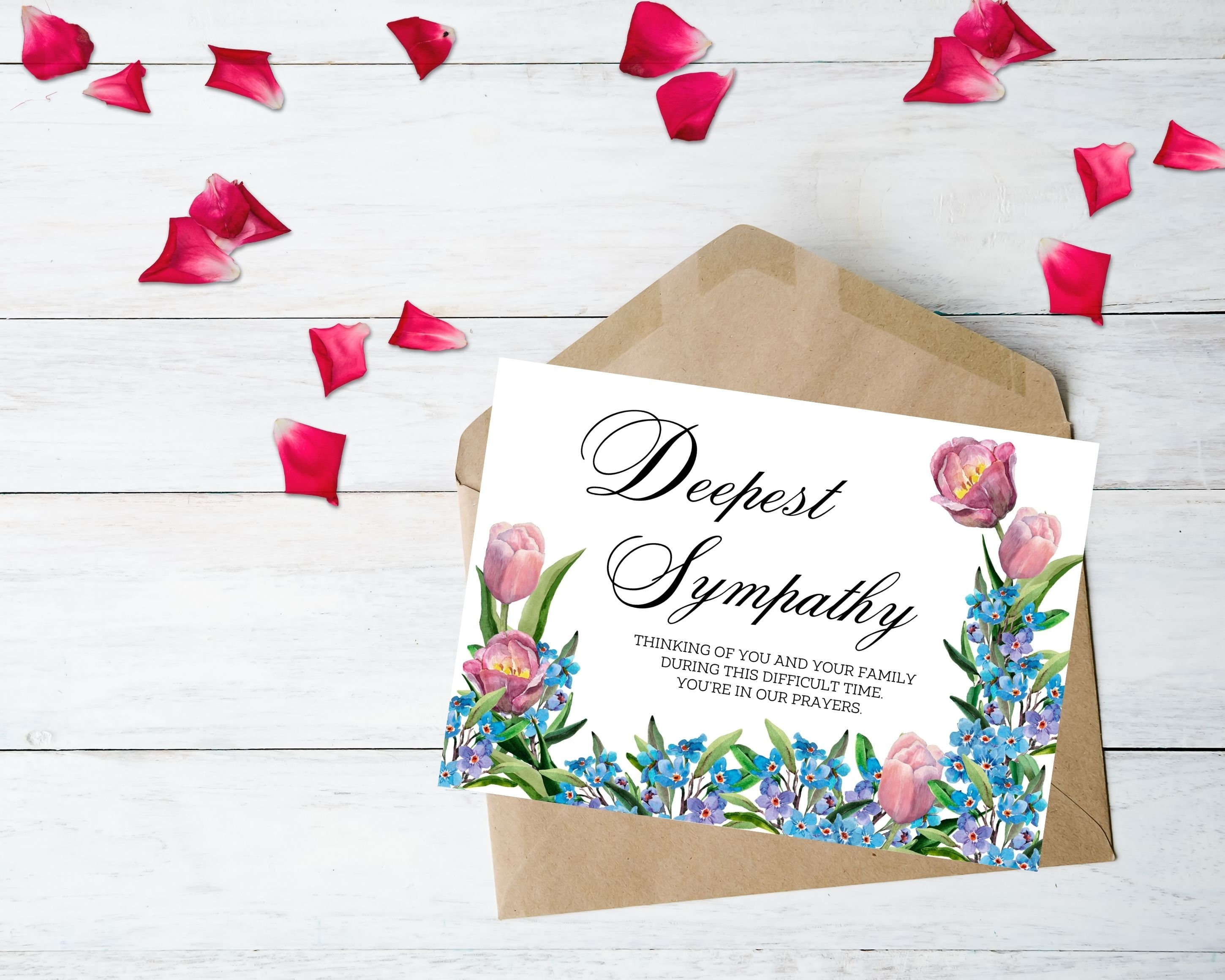 Watercolor Printable Sympathy Card, Condolence Card DIGITAL DOWNLOAD ...