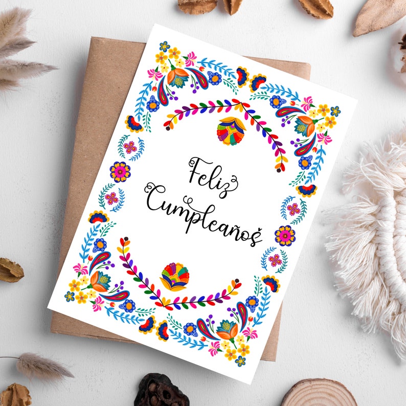 Printable Feliz Cumpleaños Card, Spanish Fiesta Birthday Card With ...
