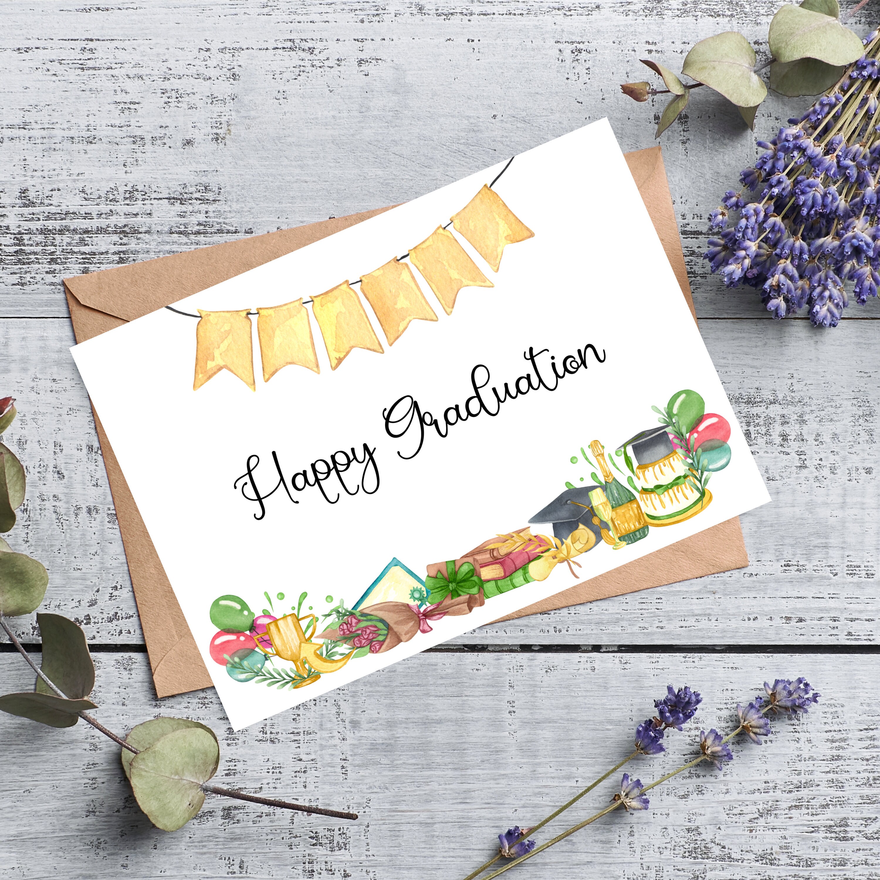 Happy Graduation Card, Congrats Grad Card, Digital Download, Watercolor ...