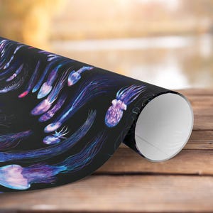 Jellyfish Art Wrapping Paper, Watercolor Sea Life Gift Wrap, Ocean ...