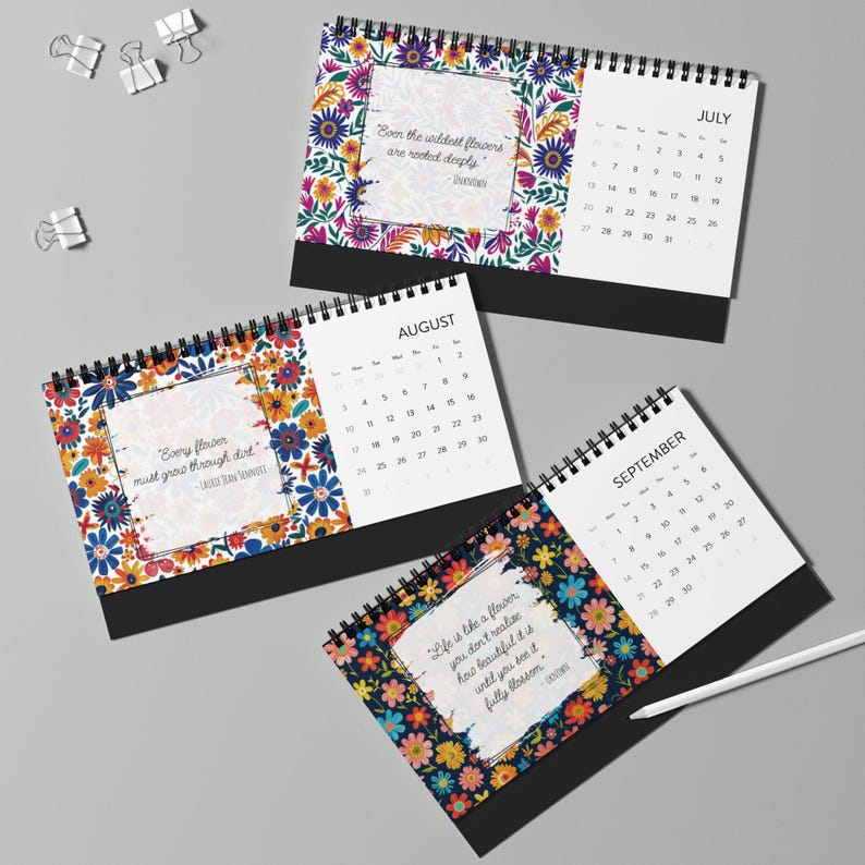 2025 Floral Themed Inspirational Quotes Desktop Calendar, Mexican ...