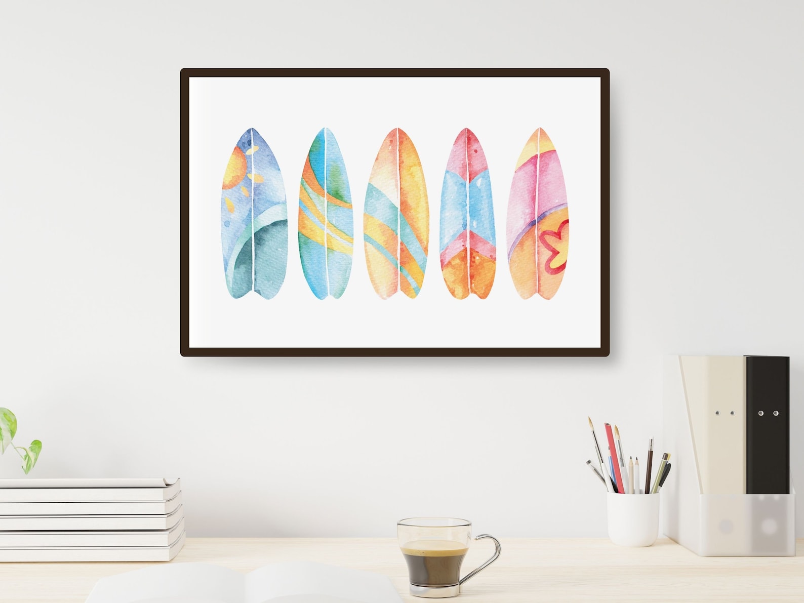 Watercolor Surfboard Wall Art, Beach Nursery Decor, Printable Nursery ...